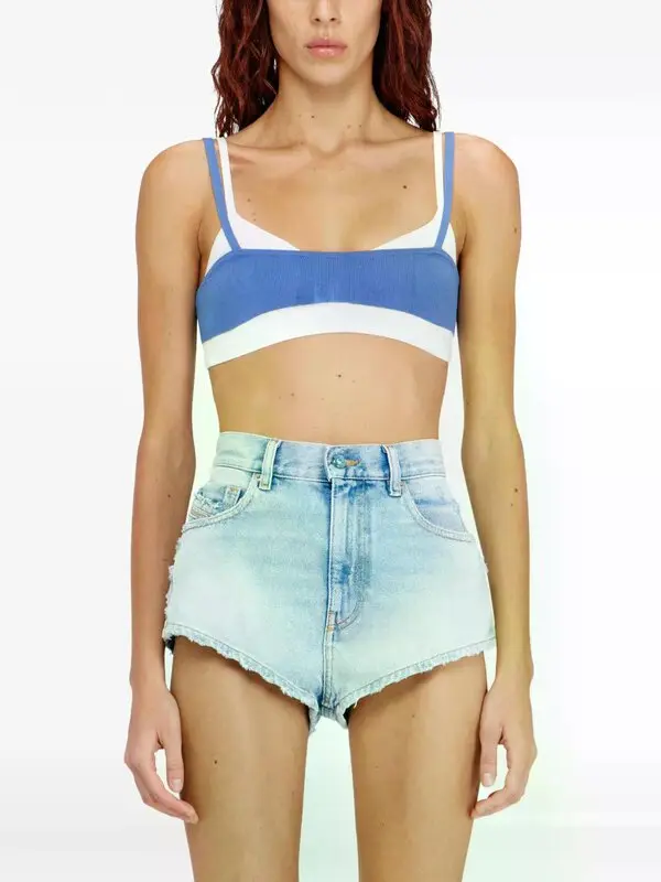 DIESEL® M-zelda Ribbed Panelled Top - Blue