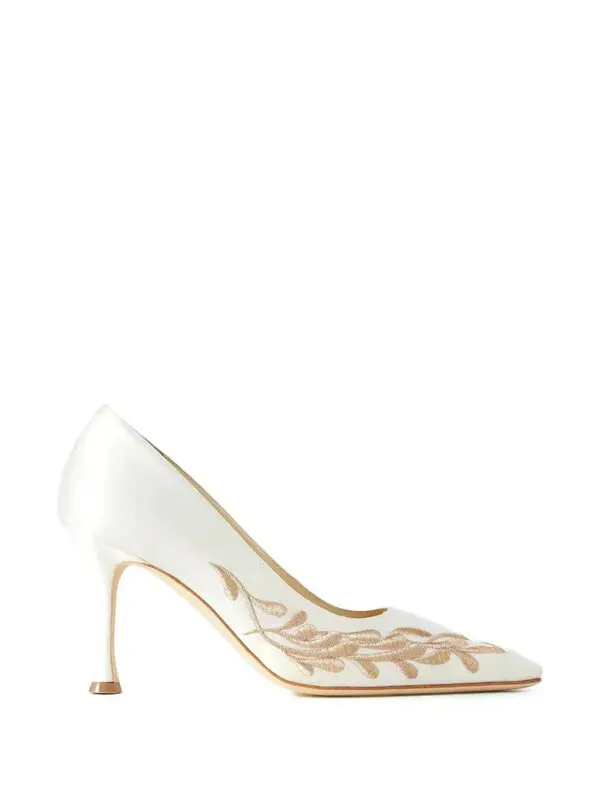 Manolo Blahnik Rabata Embroidered Pointed-toe Pumps