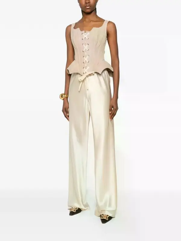 MITILIANE COUTURE Lace-up Suede Corset Top - Neutrals
