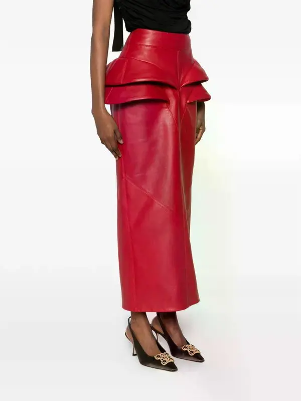 MITILIANE COUTURE Leather Maxi Skirt With Side Detail