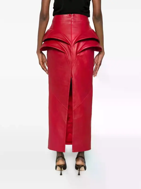 MITILIANE COUTURE Leather Maxi Skirt With Side Detail