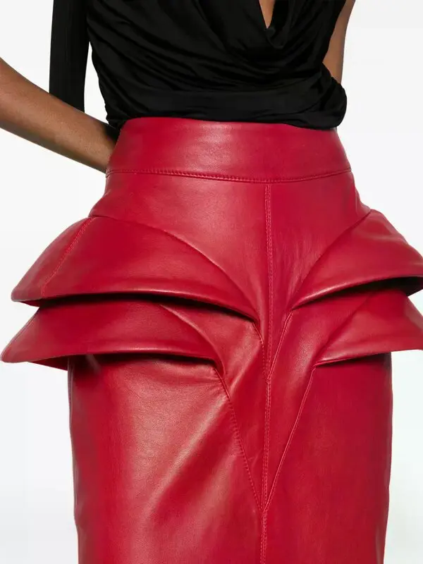 MITILIANE COUTURE Leather Maxi Skirt With Side Detail