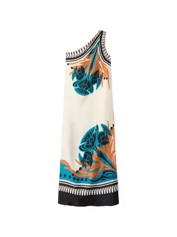 La DoubleJ Roy Floral One-shoulder Maxi Dress - Neutrals