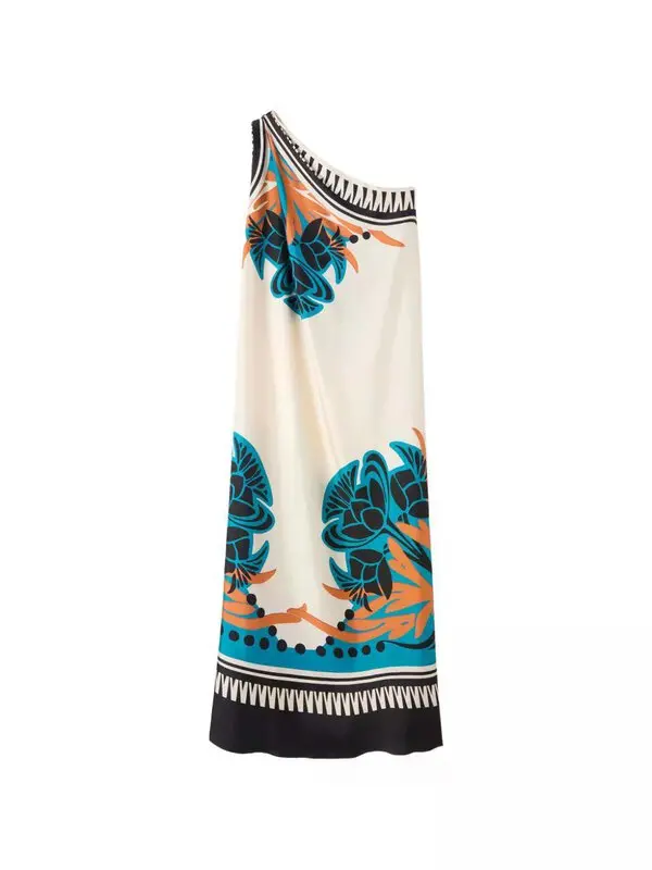 La DoubleJ Roy Floral One-shoulder Maxi Dress - Neutrals