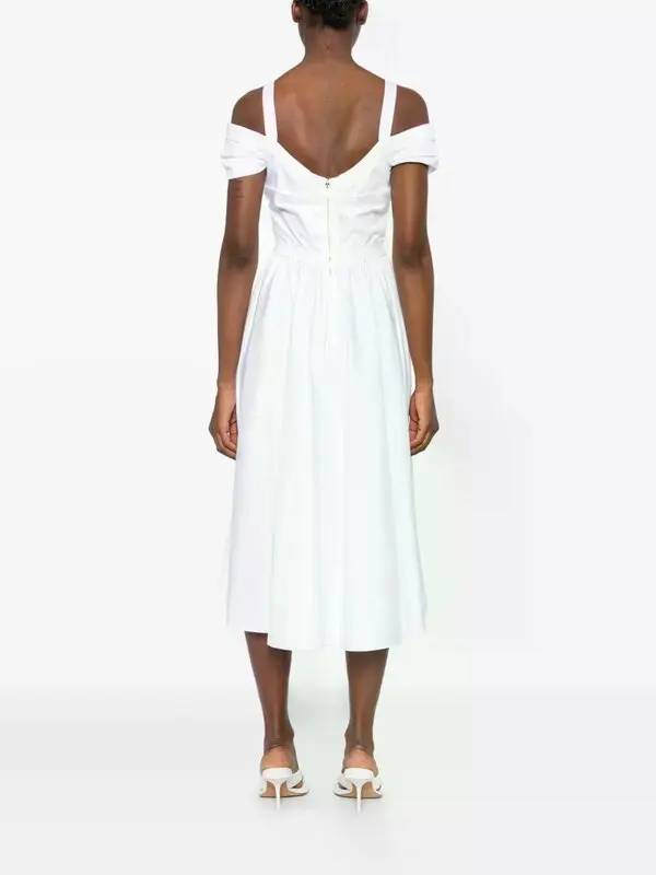 Elisabetta Franchi Stretch Cotton Dress With Jewel Chain Detail - White