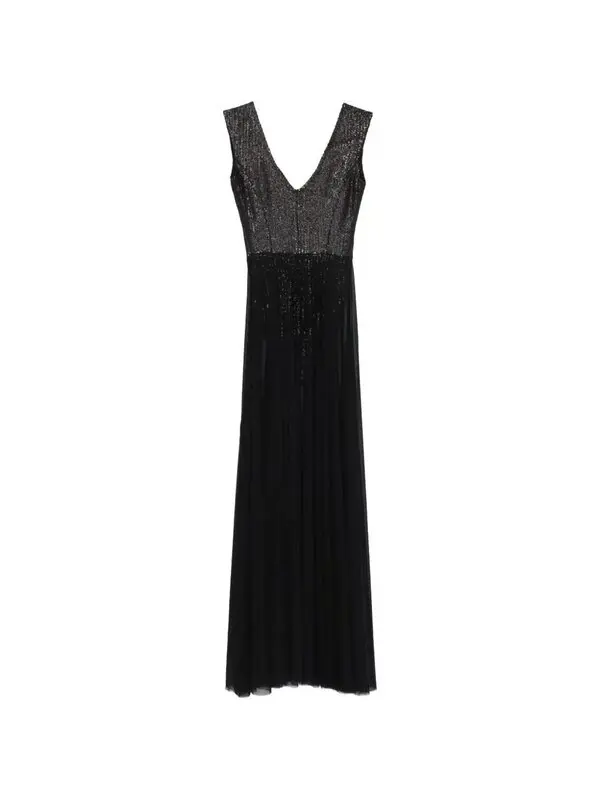 Norma Kamali Sequin-embellished V-neck Maxi Dress