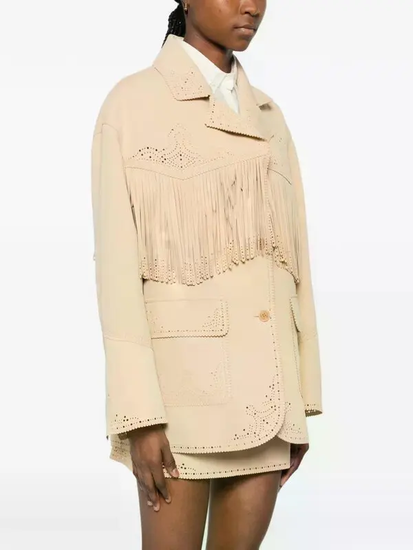 Ermanno Scervino Fringe-detail Coat - Neutrals
