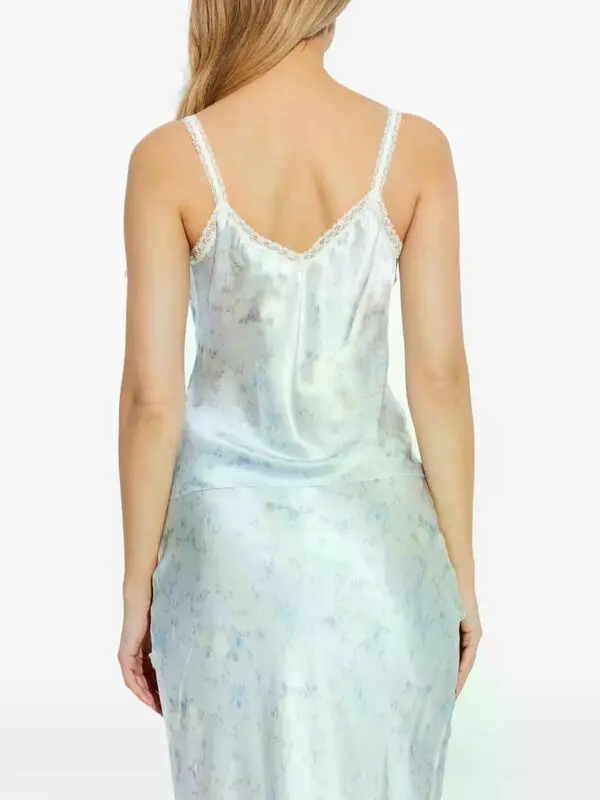 LoveShackFancy Floral Lace Trimmed Camisole - Blue