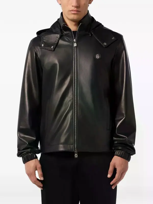 BILLIONAIRE Hooded Leather Jacket