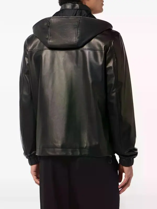 BILLIONAIRE Hooded Leather Jacket