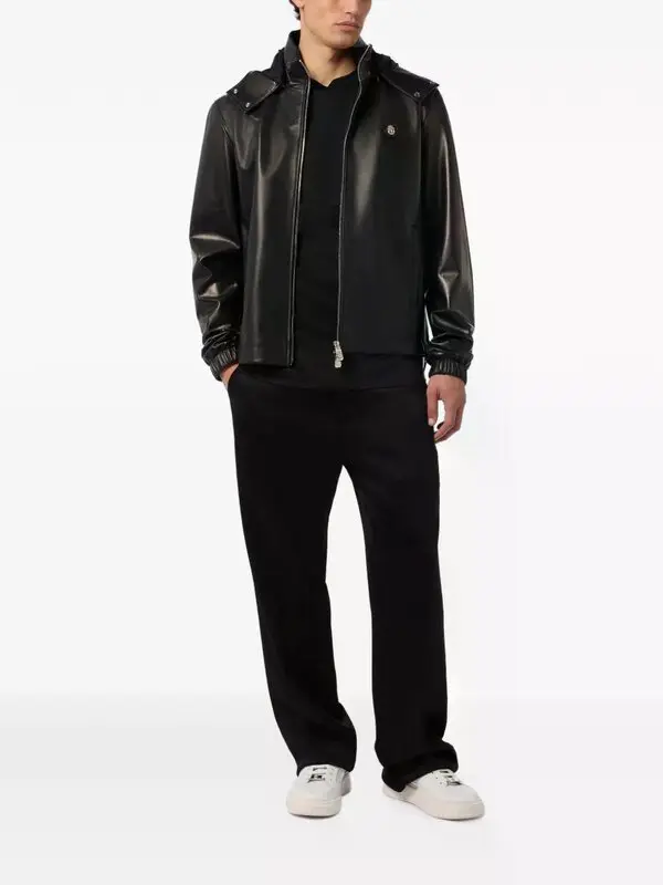 BILLIONAIRE Hooded Leather Jacket