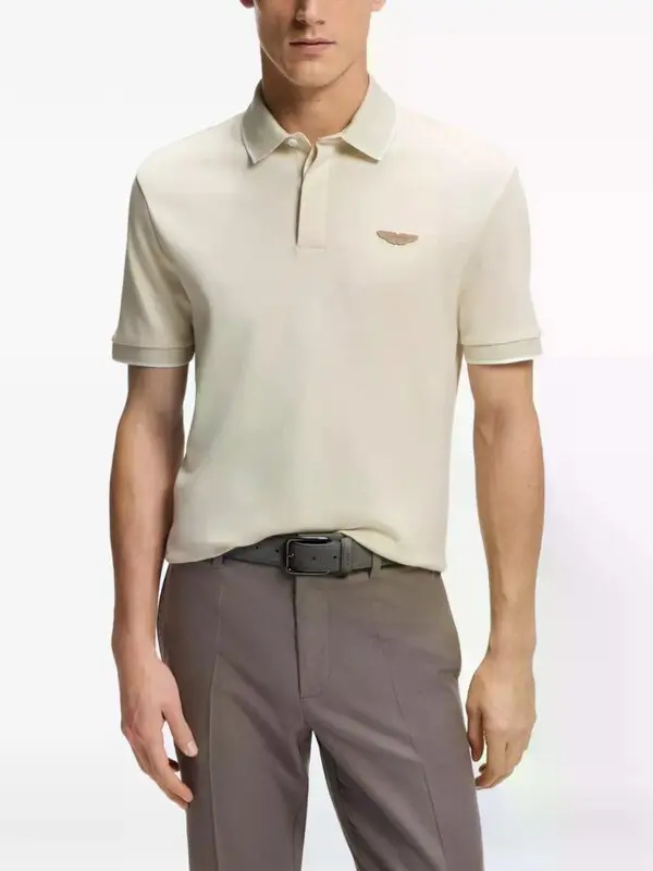 BOSS X Aston Martin Polo Shirt In Wool-cotton Piqu - Neutrals