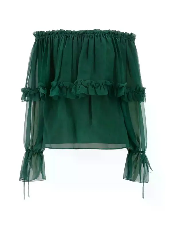 Saint Laurent Ruffled Off-shoulder Top