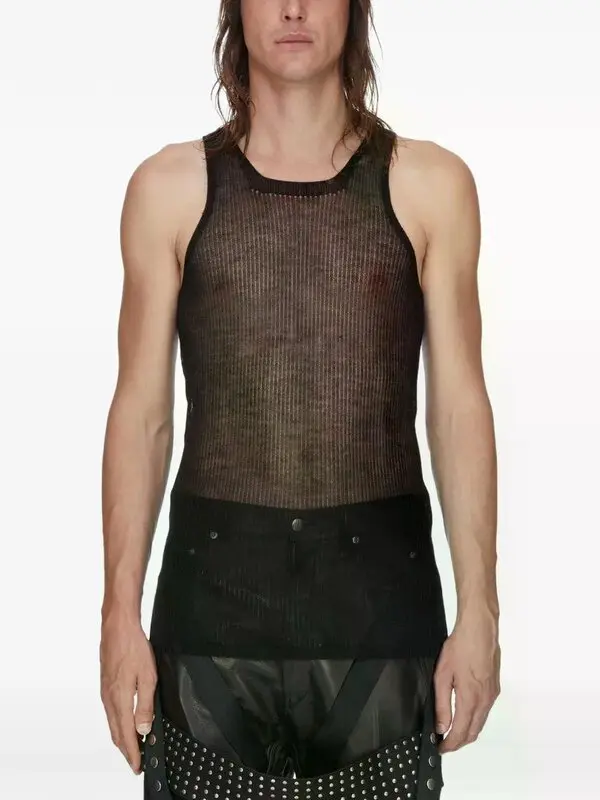 Rick Owens Ribbed Knit Sleeveless Top - Black