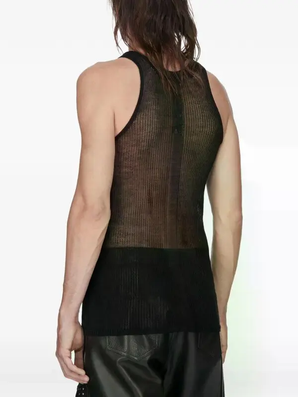 Rick Owens Ribbed Knit Sleeveless Top - Black