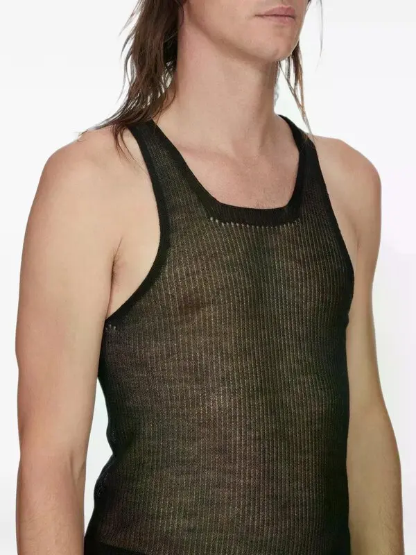 Rick Owens Ribbed Knit Sleeveless Top - Black