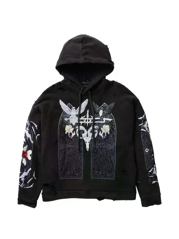 WHO DECIDES WAR Front-embroidered Hoodie