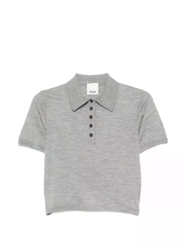 ALLUDE Buttoned Short-sleeve Polo Top