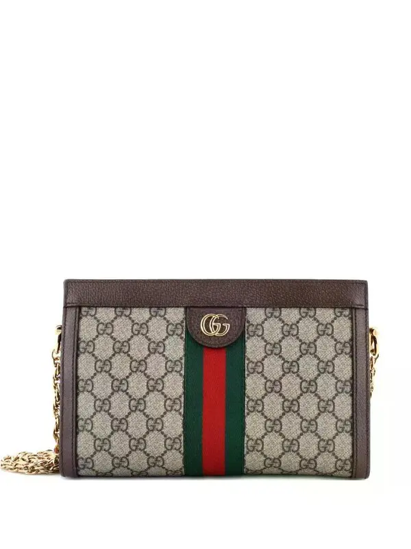Gucci Ophidia Chain Shoulder Bag Gg Coated Canvas Small - Brown