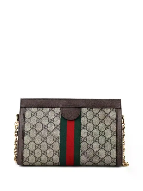 Gucci Ophidia Chain Shoulder Bag Gg Coated Canvas Small - Brown