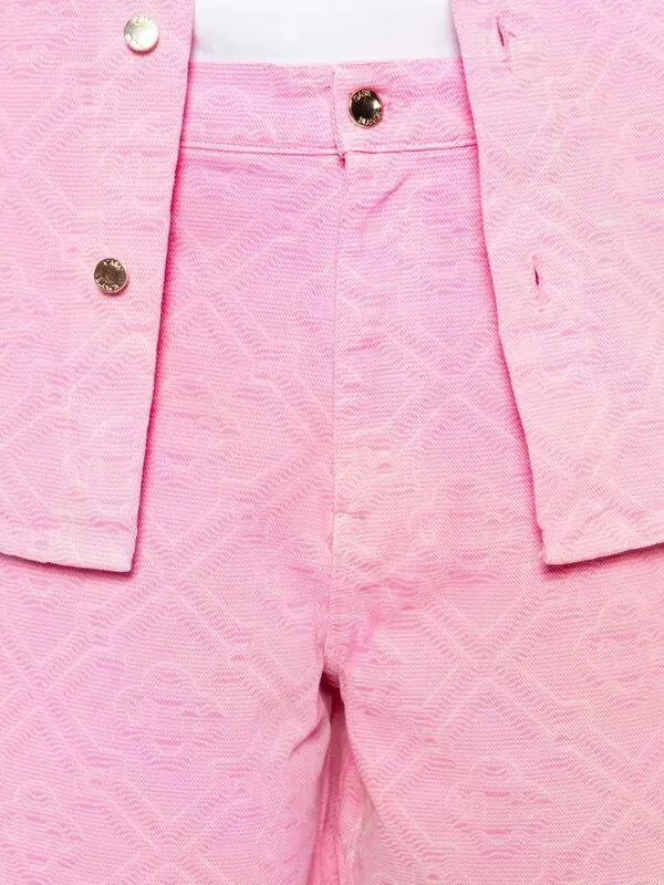 Casablanca Logo-pattern Denim Shorts - Pink