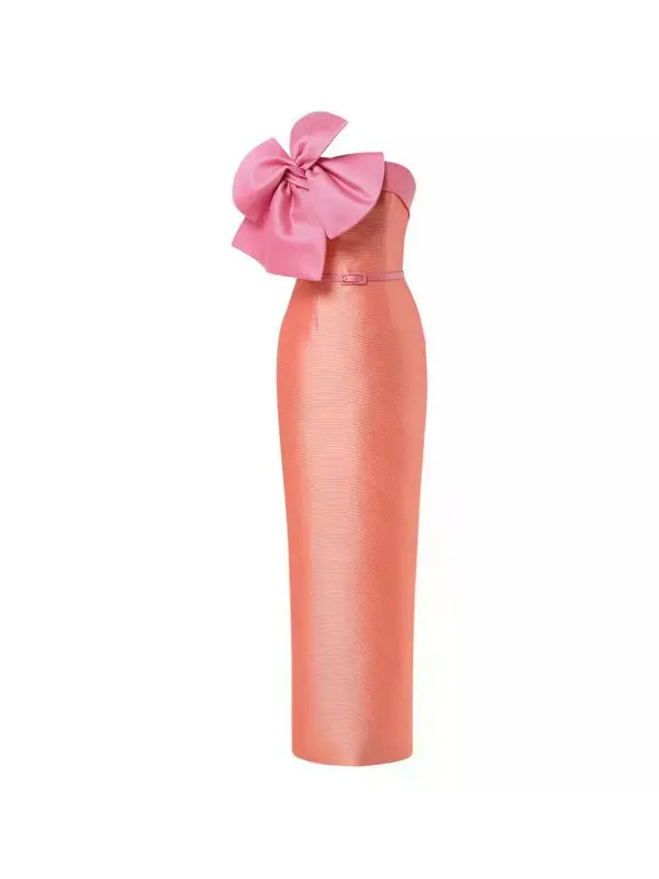 RAMI AL ALI Bow Strapless Maxi Dress