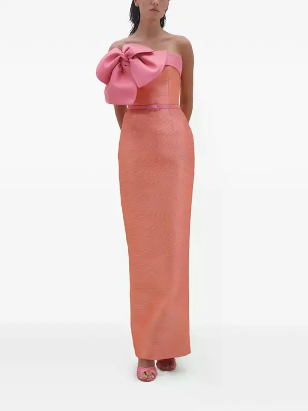 RAMI AL ALI Bow Strapless Maxi Dress
