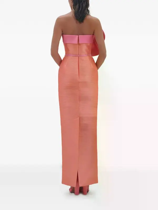 RAMI AL ALI Bow Strapless Maxi Dress
