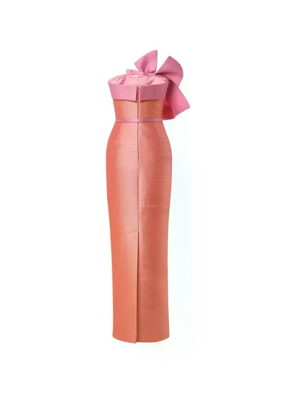 RAMI AL ALI Bow Strapless Maxi Dress