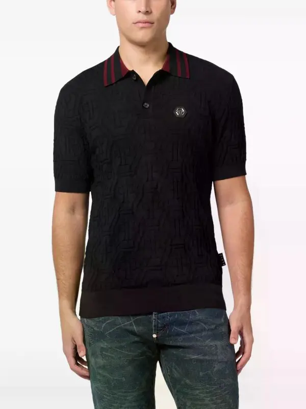 Philipp Plein Knitted Polo Shirt - Black