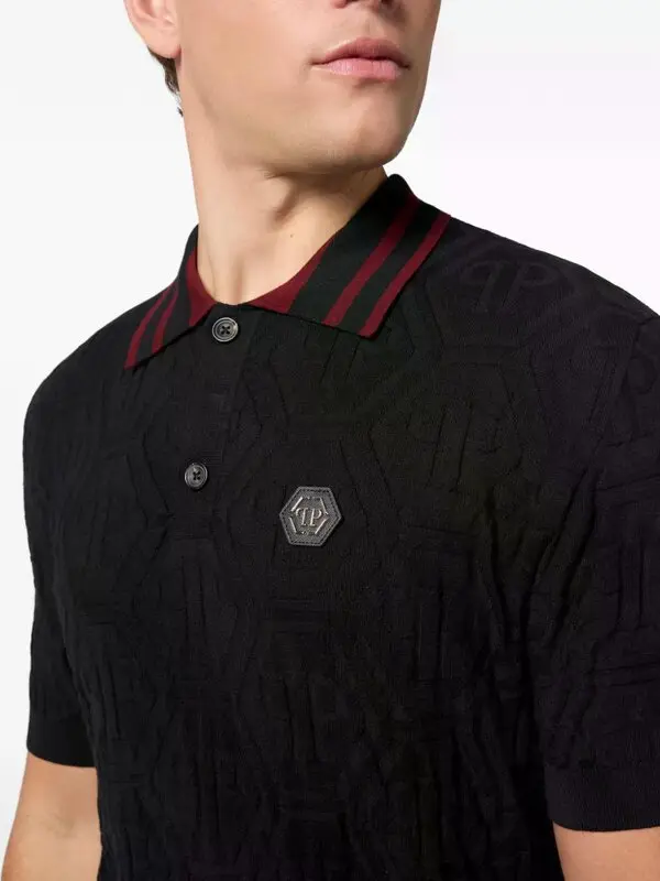 Philipp Plein Knitted Polo Shirt - Black