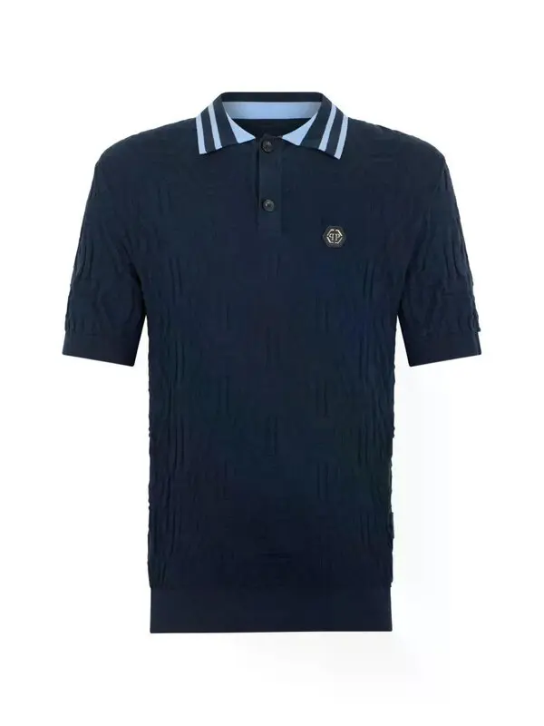 Philipp Plein Knitted Polo T-shirt Jacquard Monogram