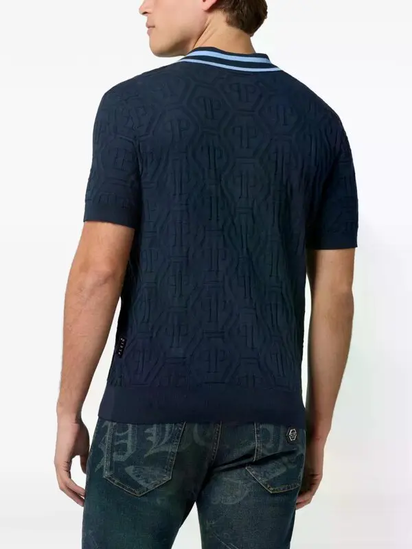 Philipp Plein Knitted Polo T-shirt Jacquard Monogram