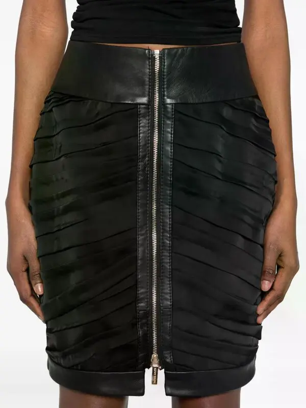 MITILIANE COUTURE Draped Leather Mini Skirt