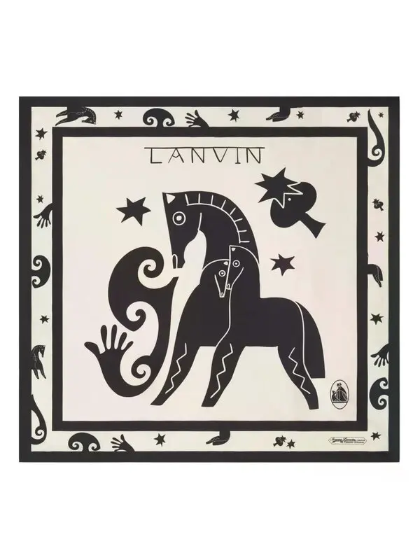 LANVIN Graphic-print Silk Scarf - Neutrals