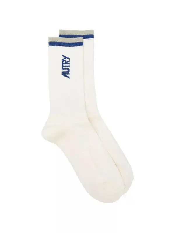 AUTRY Logo Stripe Socks - White
