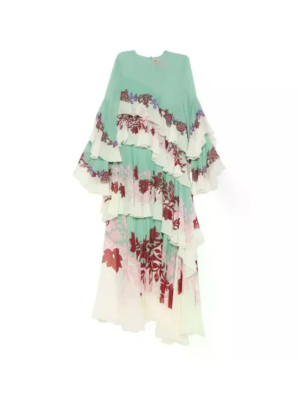 La DoubleJ Floral Print Ruffled Dress - Green