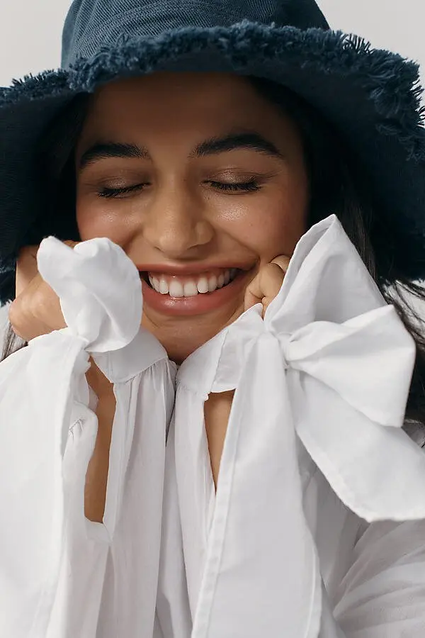 Anthropologie Scalloped Bucket Hat - Navy