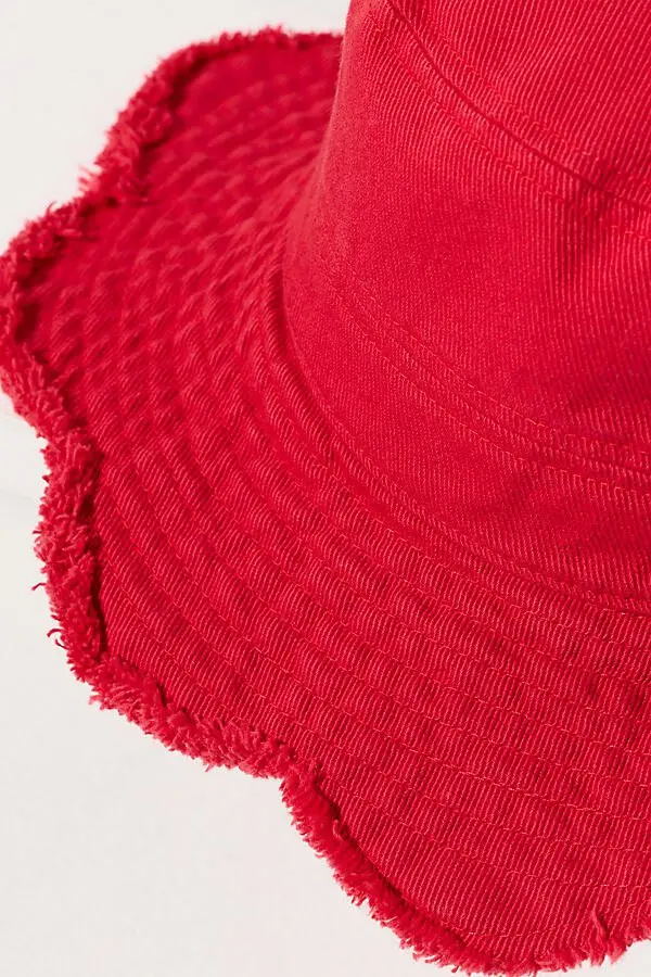 Anthropologie Scalloped Bucket Hat - Red