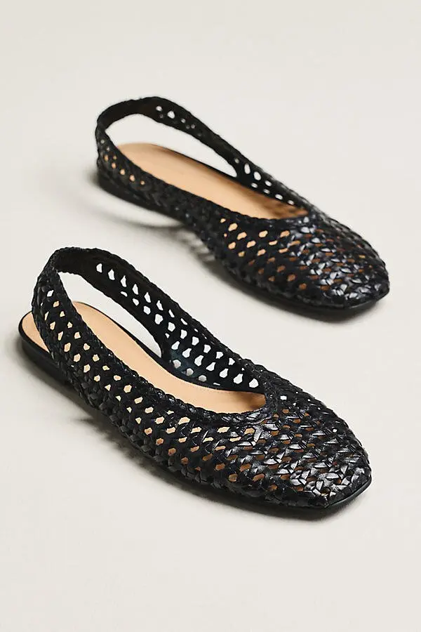 Anthropologie Slingback Woven Flats