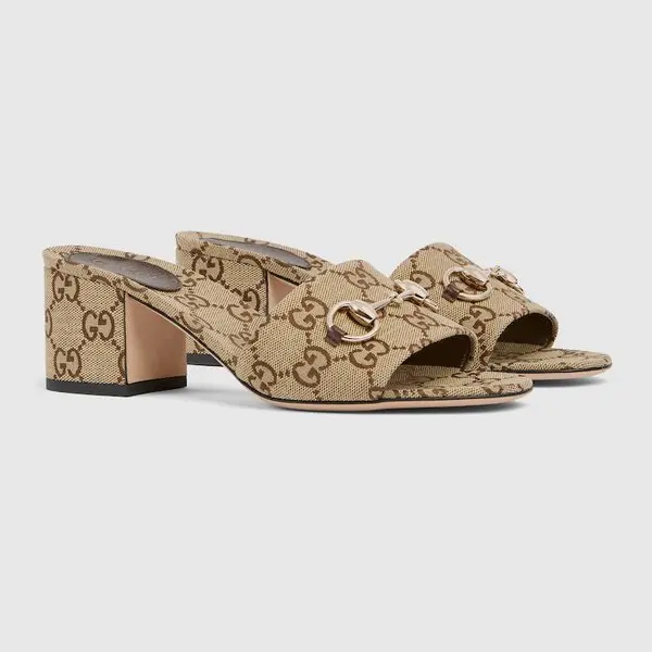 Gucci Gg Canvas Slide Sandal With Horsebit - Multicolor