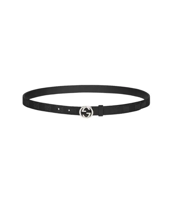 Gucci Thin Belt With Interlocking G Buckle - Black