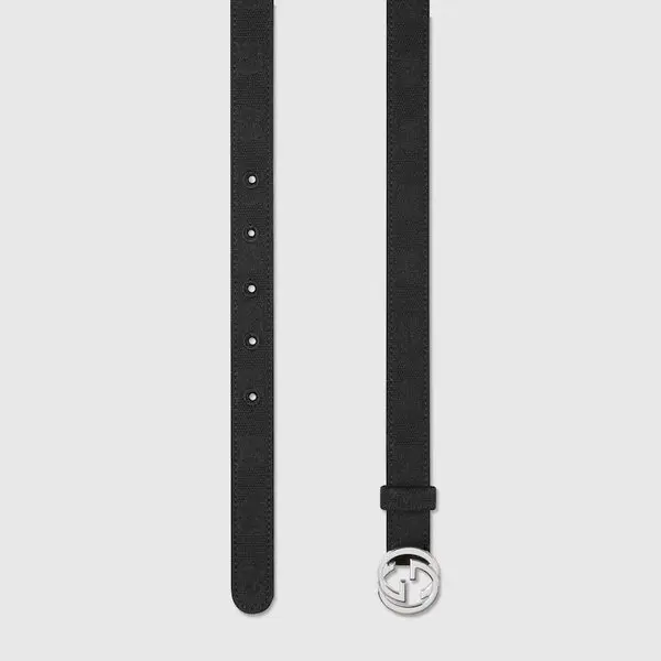 Gucci Thin Belt With Interlocking G Buckle - Black