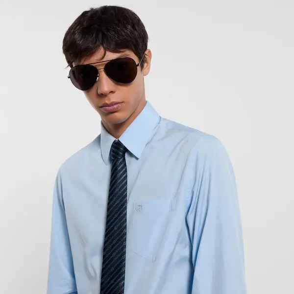 Gucci Interlocking G Chain Silk Neck Tie - Blue