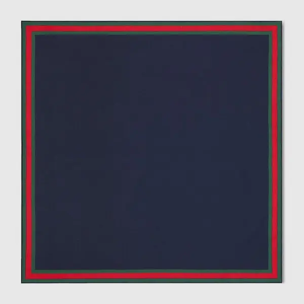 Gucci Cotton Silk Pocket Square With Web - Blue