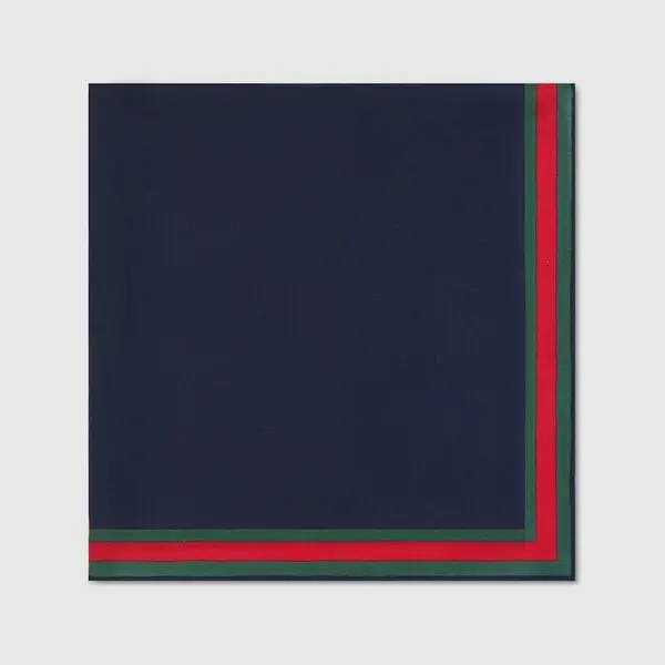 Gucci Cotton Silk Pocket Square With Web - Blue