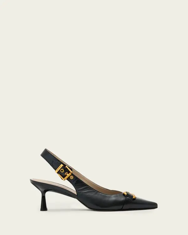 ALLSAINTS Hera Leather Slingback Shoes - Black