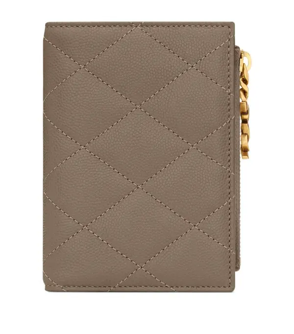 Saint Laurent Matelassé Bifold Wallet - Grey