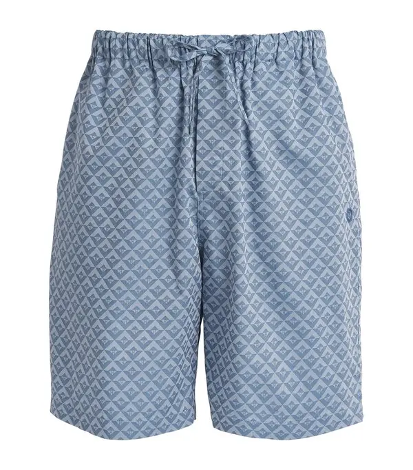 Harrods Cotton Geometric Logo Pyjama Shorts - Blue