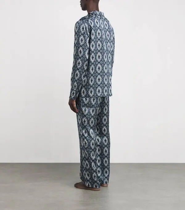 Harrods Silk Geometric Tile Print Pyjama Set